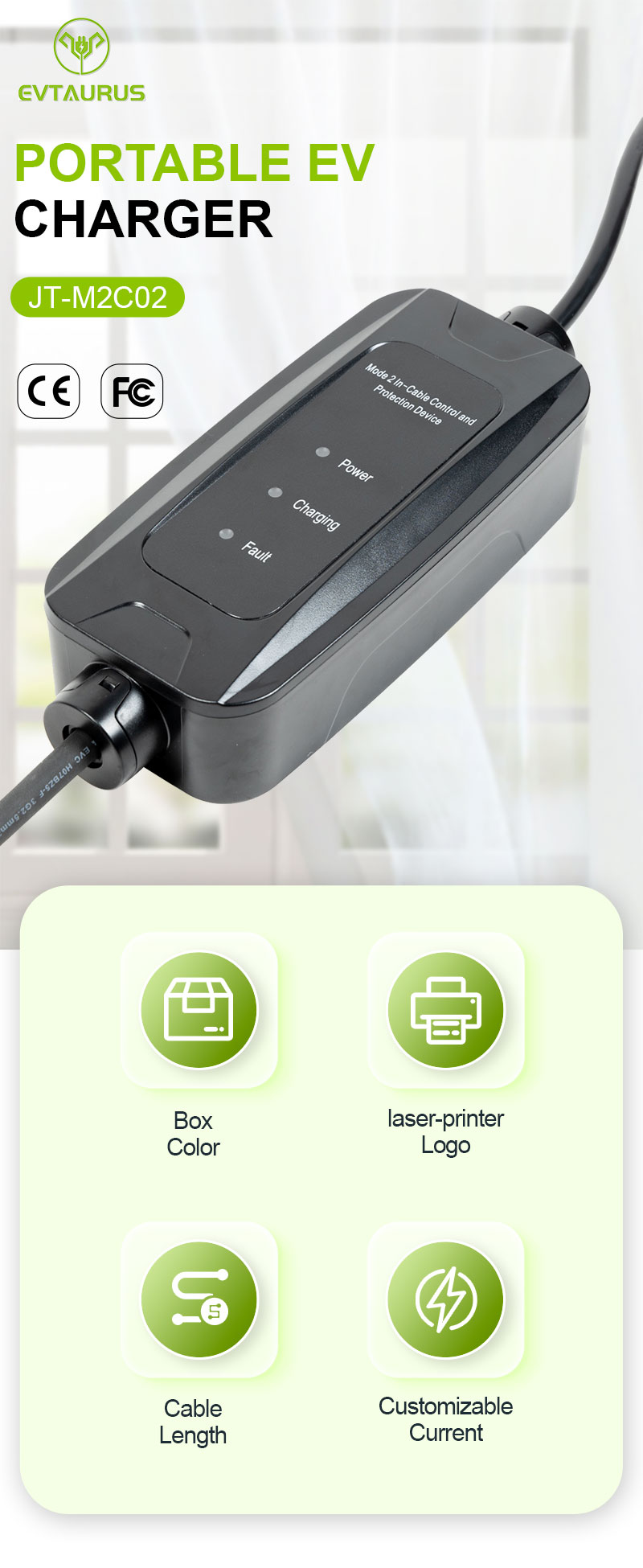 Electric Car 16A 32A Mode 2 EVSE Charging Box Level 2 Portable EV ...