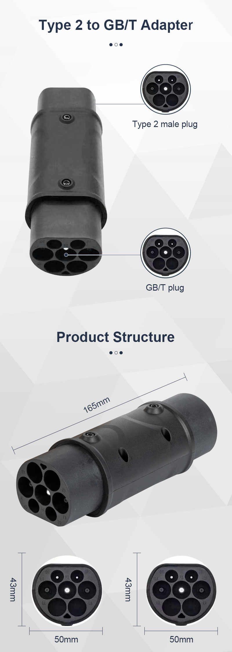 16/32A 1P 3P Type 2 Male plug to GB/T plug Integrated Adapter from ...
